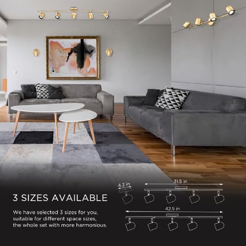 OLHAV 44" Adjustable LED Track Light,Gold Ceiling Track Lighting ...