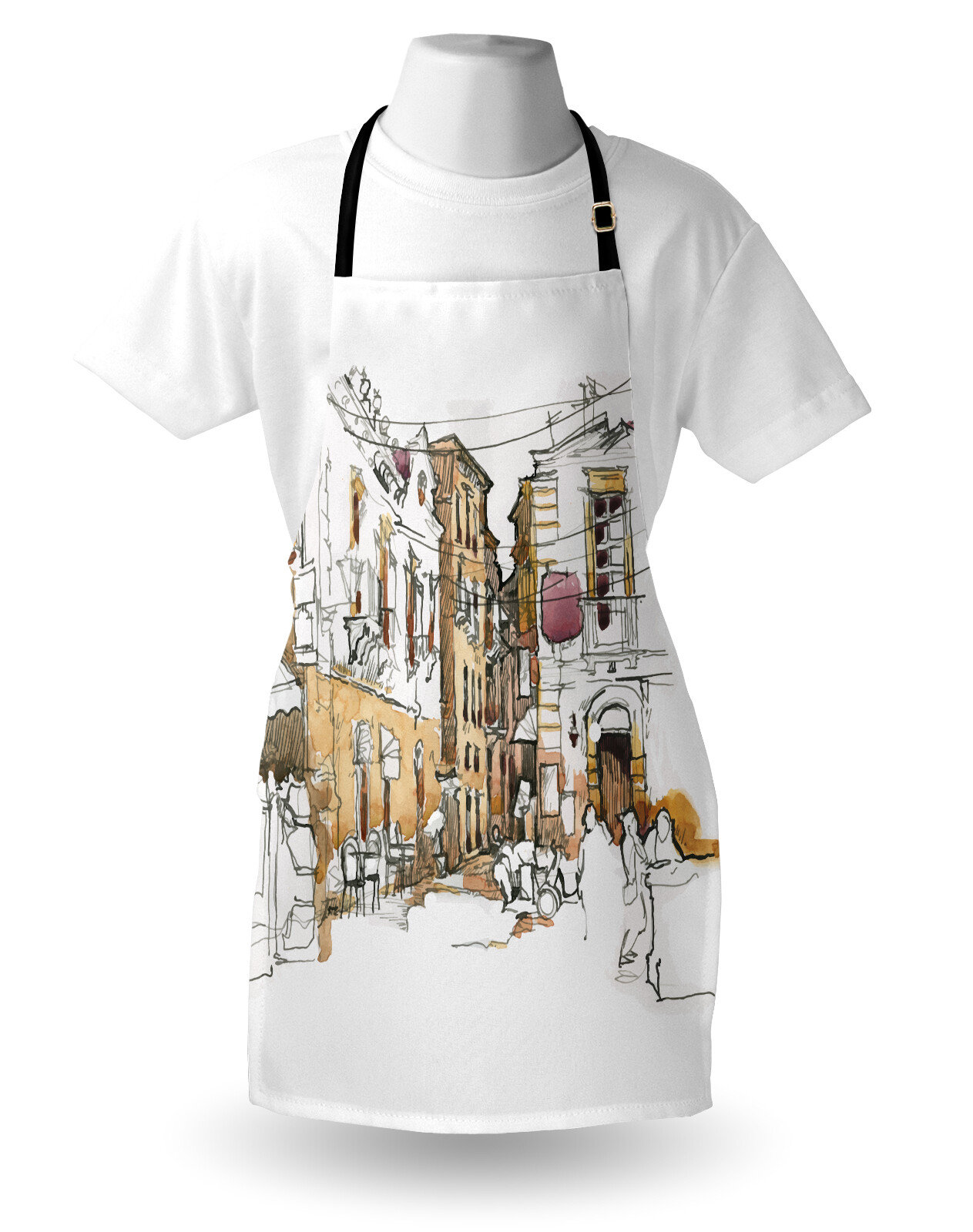 East Urban Home Modern Apron Unisex, Sketchy Street Art View, Adult ...
