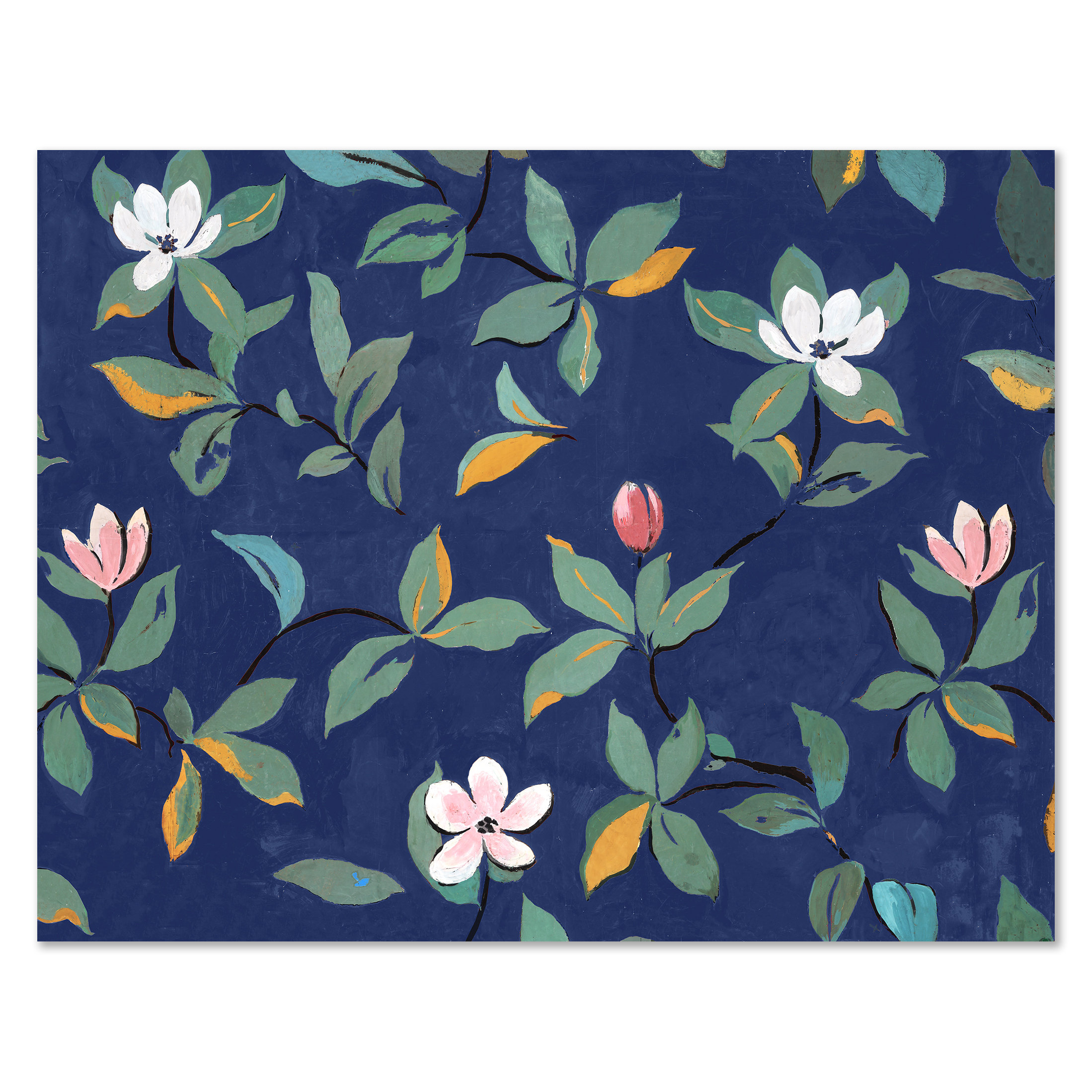 Soicher Marin Midnight Blue Magnolias by Paule Marrot - Print | Wayfair