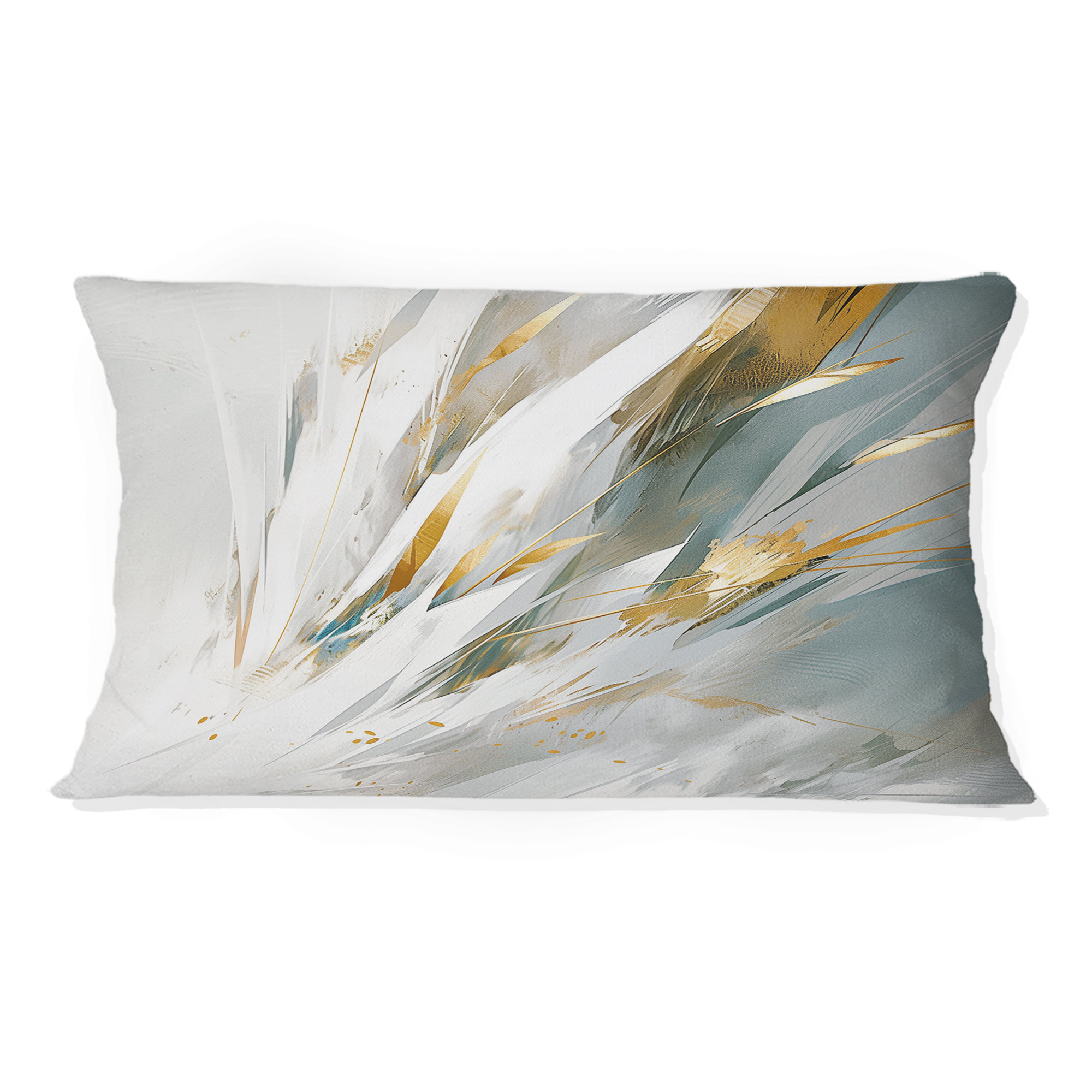 Design Art Gold And Cream Mosaic Echoes - Cubism Printed Throw Pillow ...