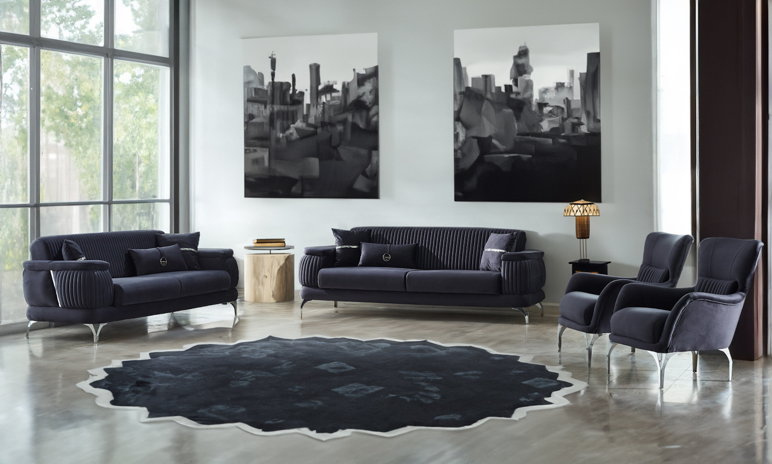 Hokku Designs Marvela 4 - Piece Velvet Living Room Set - Wayfair Canada