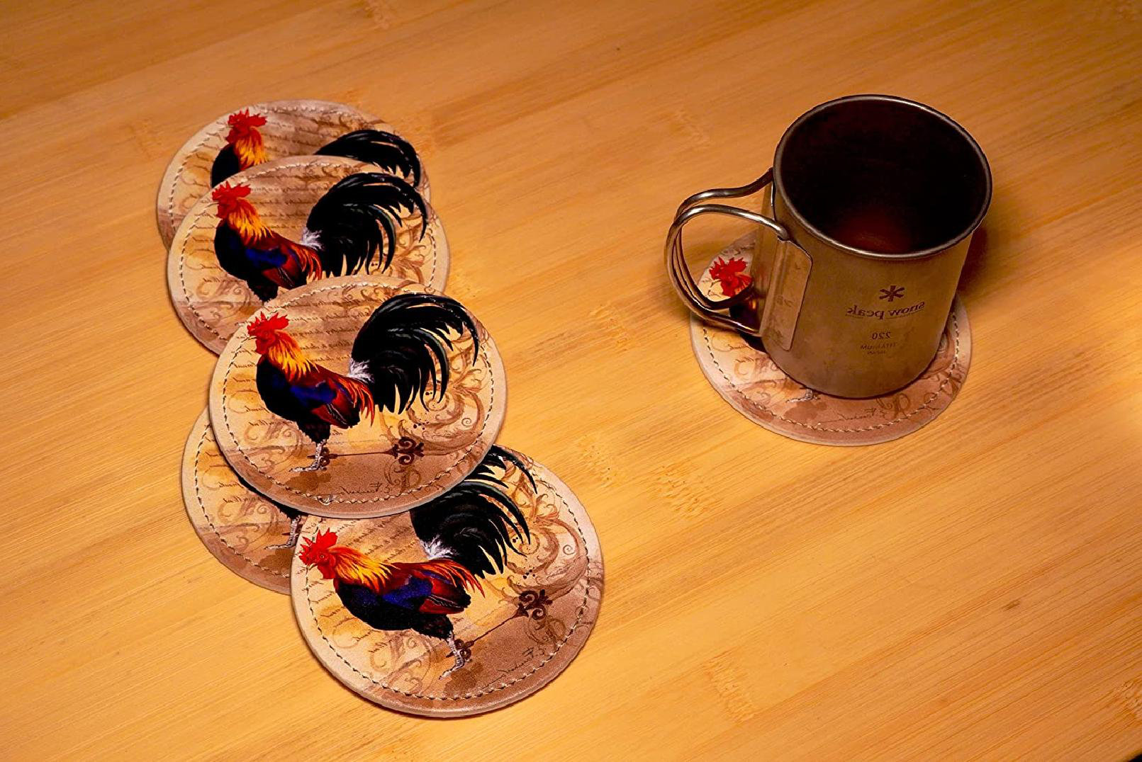 Frifoho Leather Coasters For Drinks, With Stand, 6-Piece Set, Mug Mug ...