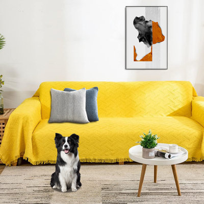 yellow velvet sofa cover