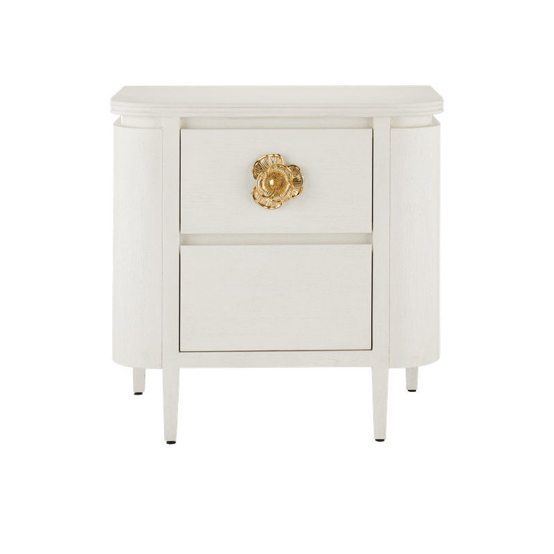 Currey & Company Briallen 2 - Drawer Solid Wood Nightstand in White ...