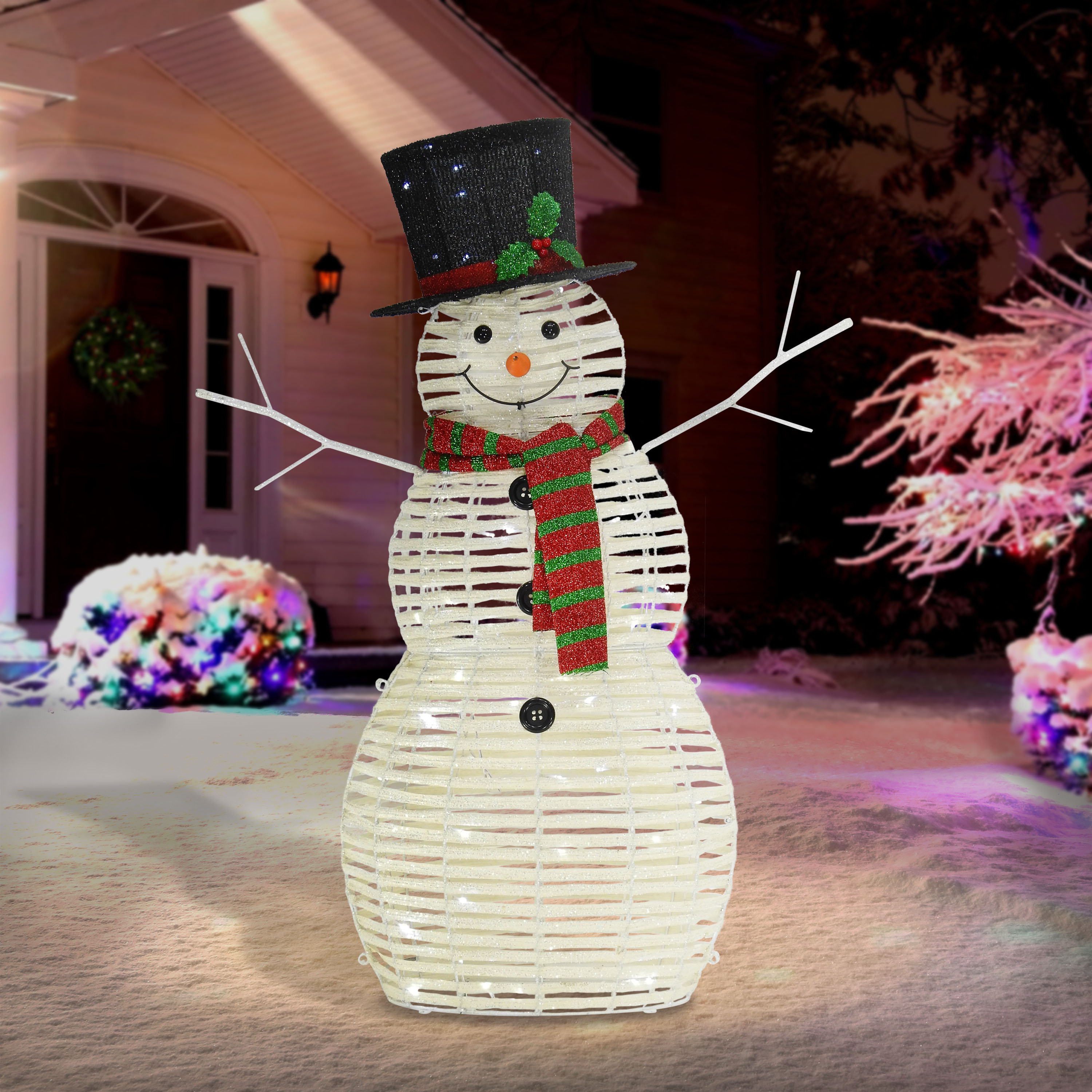 The Holiday Aisle® 48" Outdoor Pre-Lit Snowman With LED Lights | Wayfair