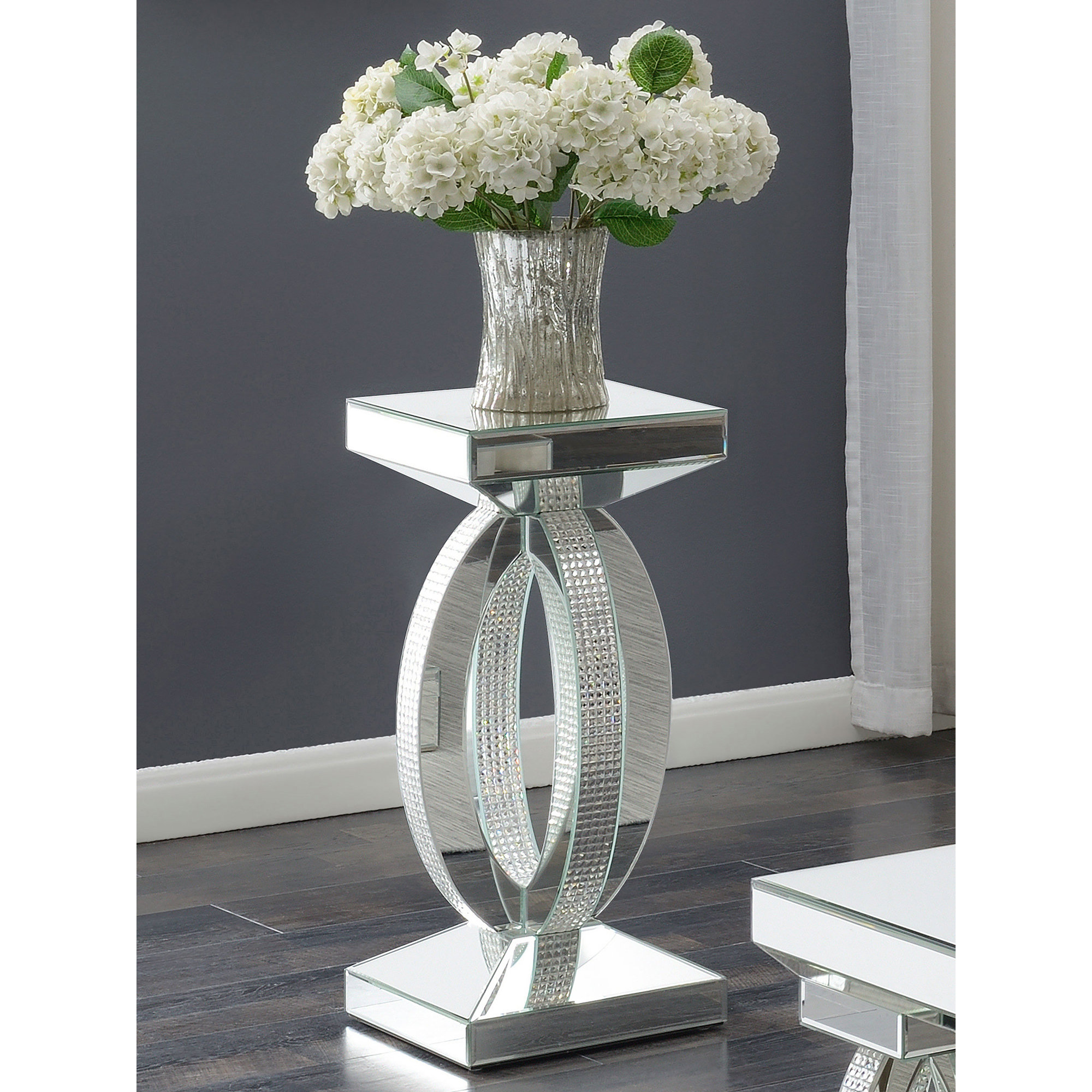 Everly Quinn Square Mirrored Acrylic Crystal Side End Table | Wayfair