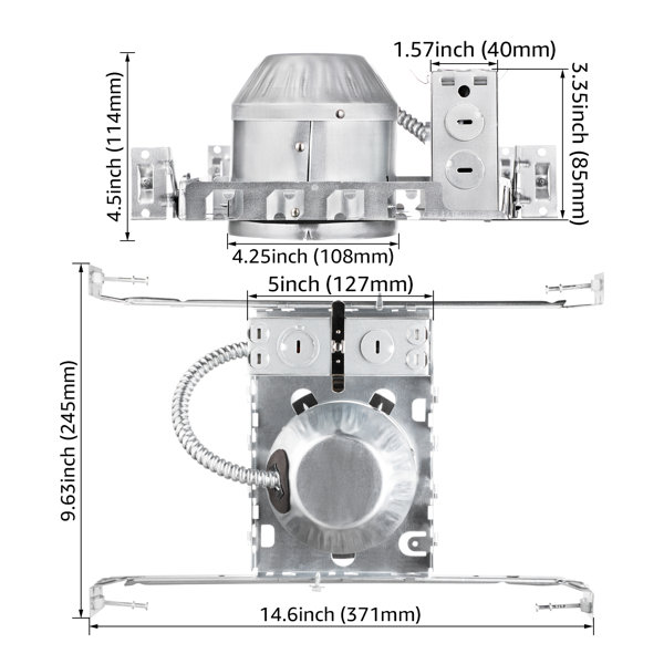 TORCHSTAR 4" Aluminum IC Airtight Recessed Housing, TP24 Connector ...