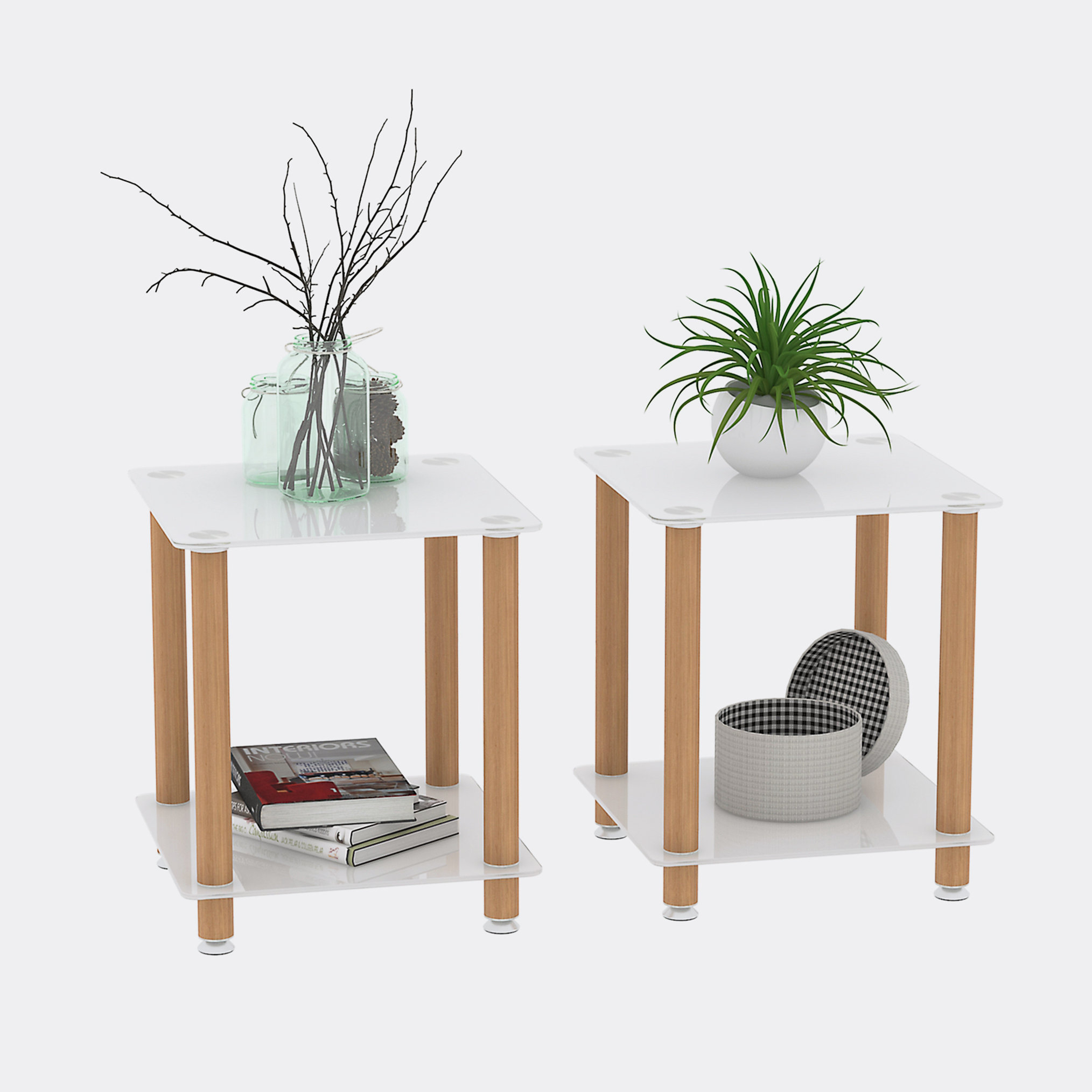 Farm on table 2-Piece Side Table, 2-Tier Space End Table ,Modern Night ...