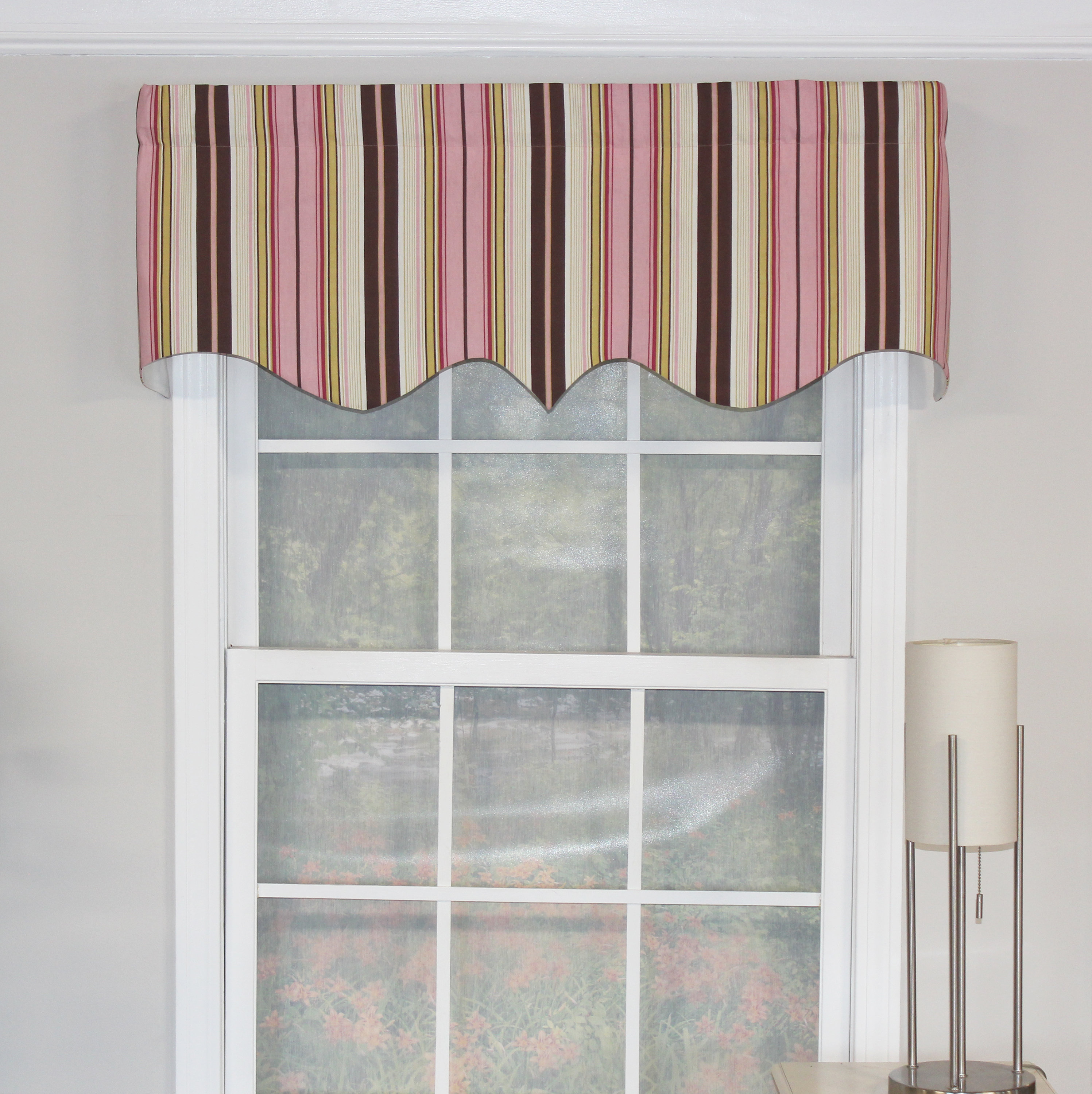 RLF Home Striped Pointed 50.00'' W Window Valance in Ivory | Wayfair