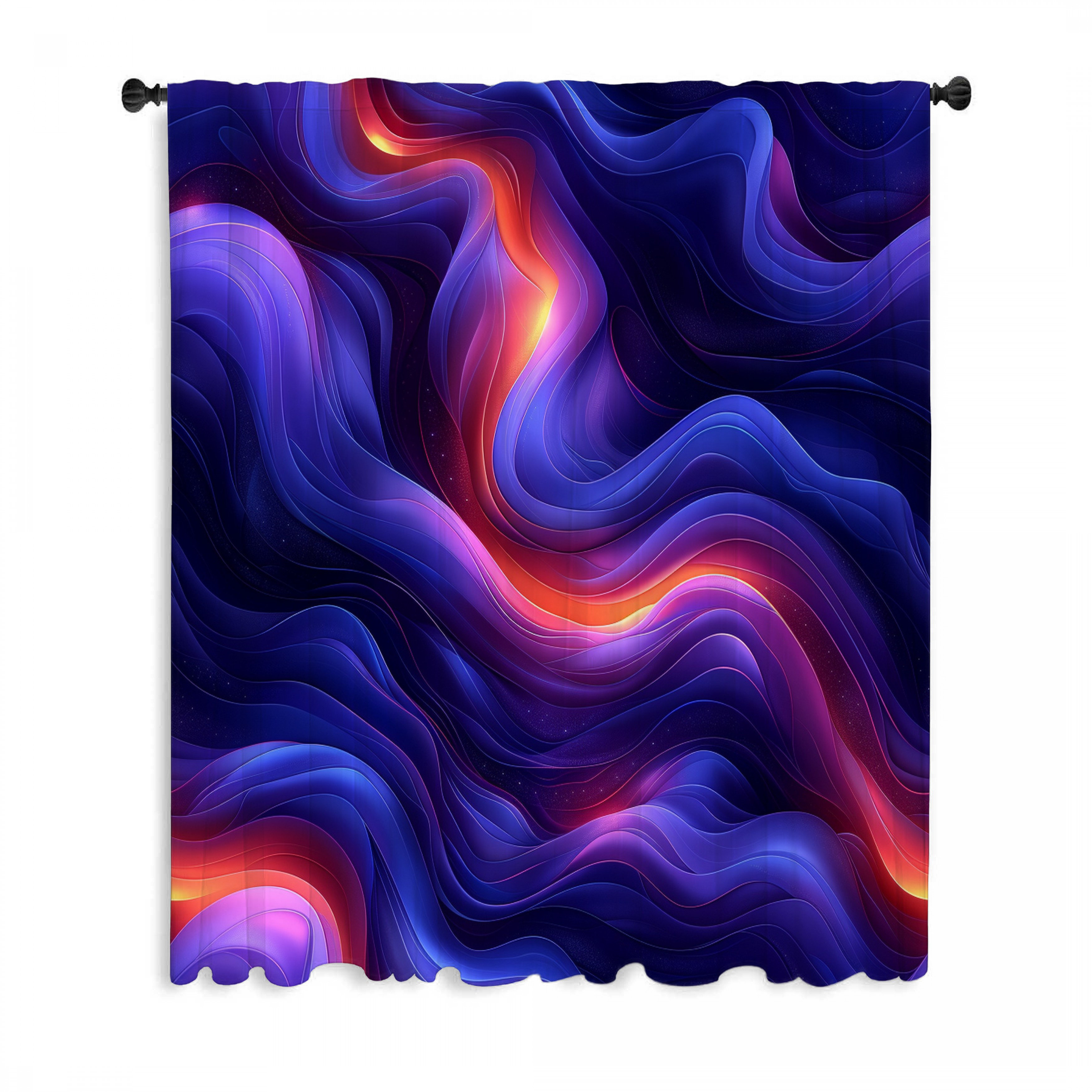Hokku Designs Abstract Waves Window Curtains, Abstract Blockout & Sheer ...
