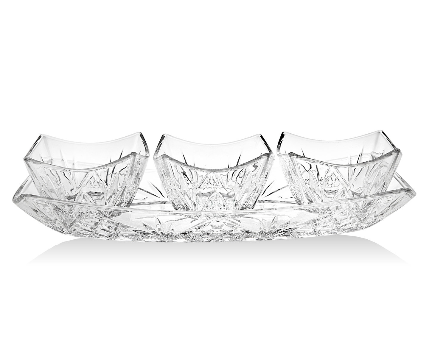 Godinger Silver Art Co Dublin Crystal 4 Piece Appetizer Bowls & Tray ...