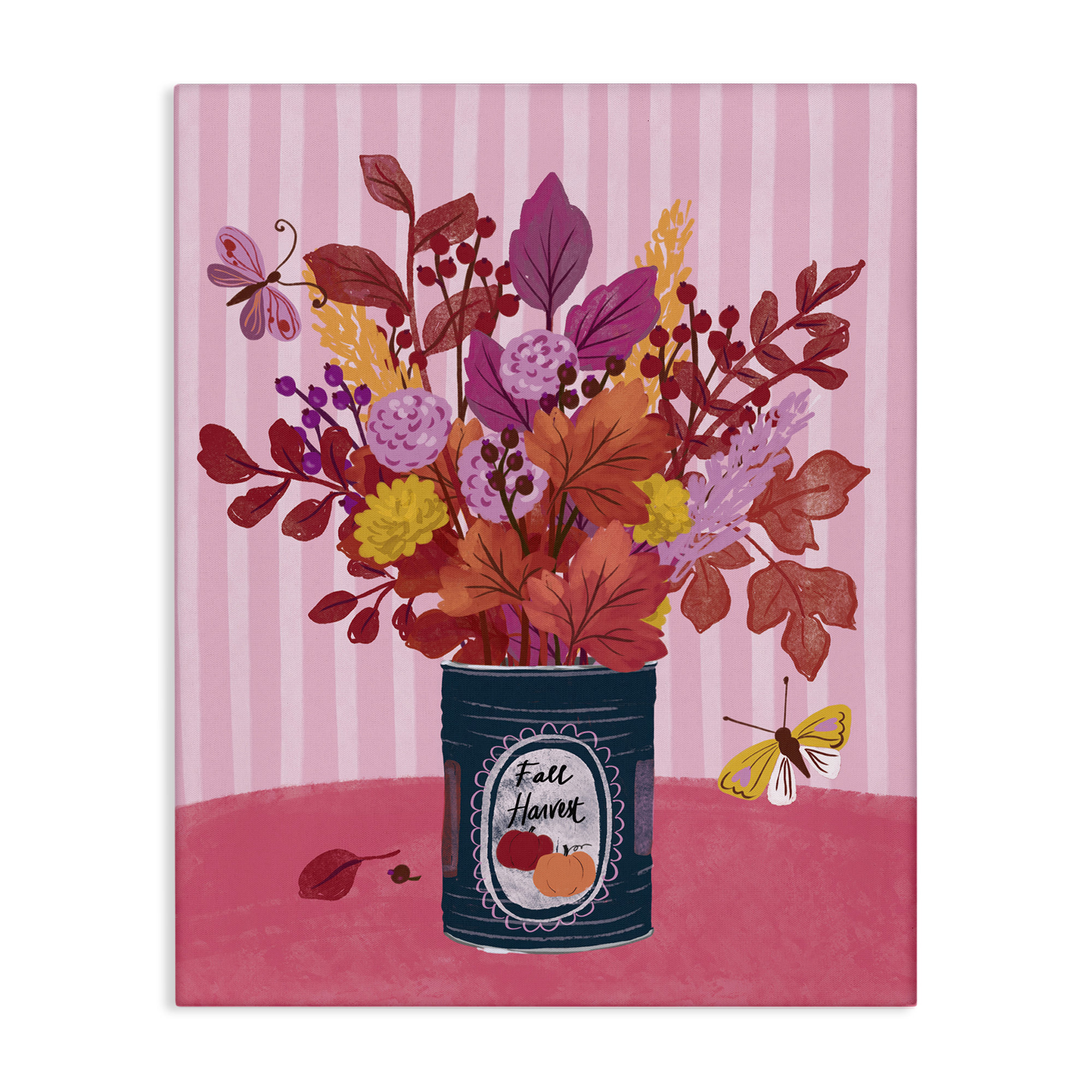 Winston Porter Fall Bouquet on Stripes Canvas Wall Art by Be Ni La ...