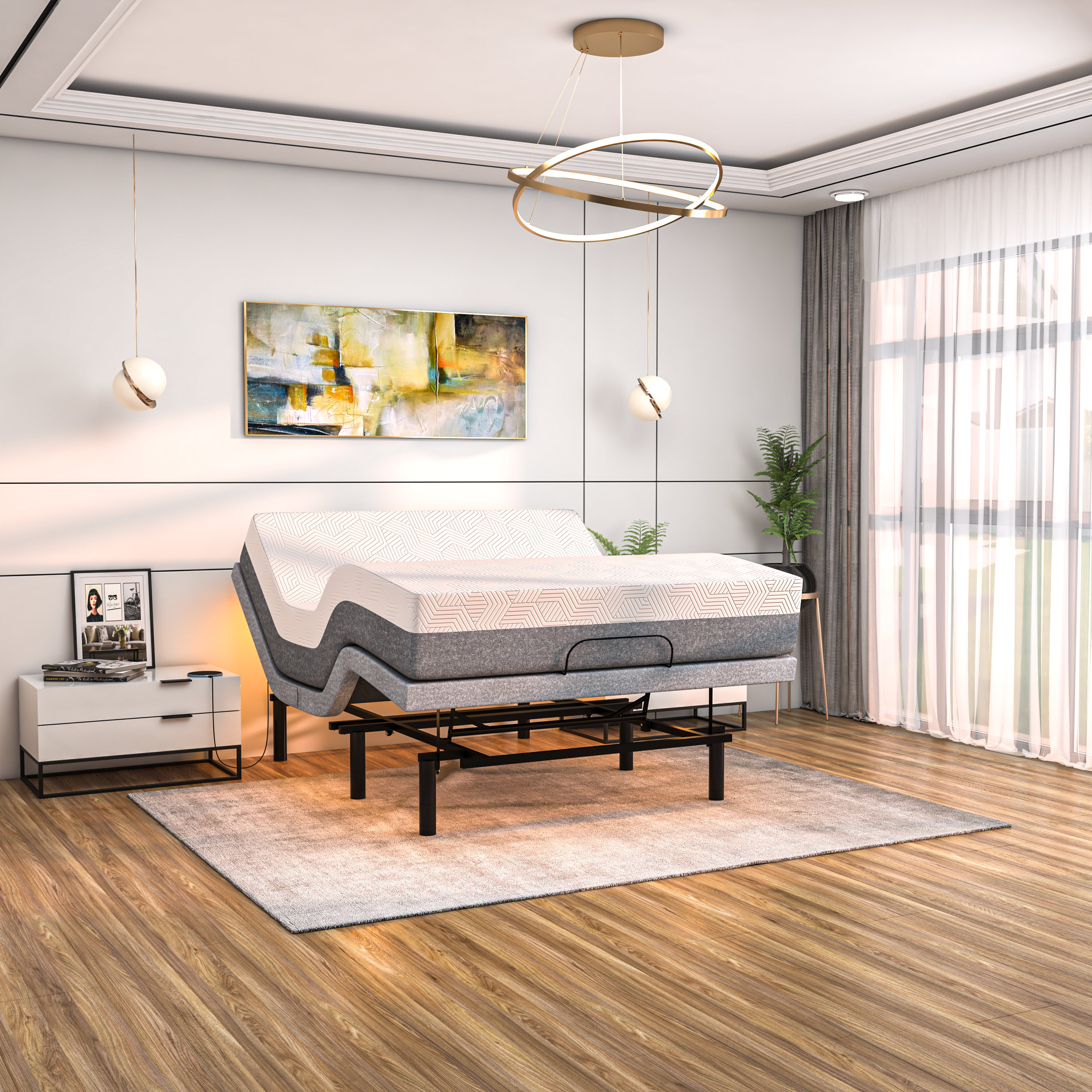 Renanim Sfe Adjustable Bed With 14" Hybrid Mattress Included Massage ...