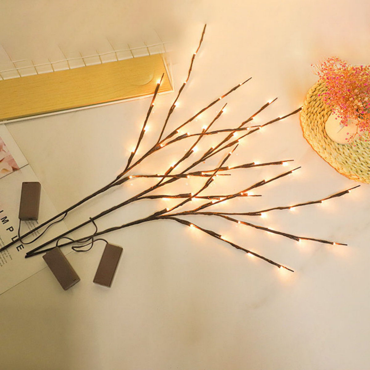 Norbi 3 Pack Lighted Branches 60 LED Twig Lights Lighted Plants ...