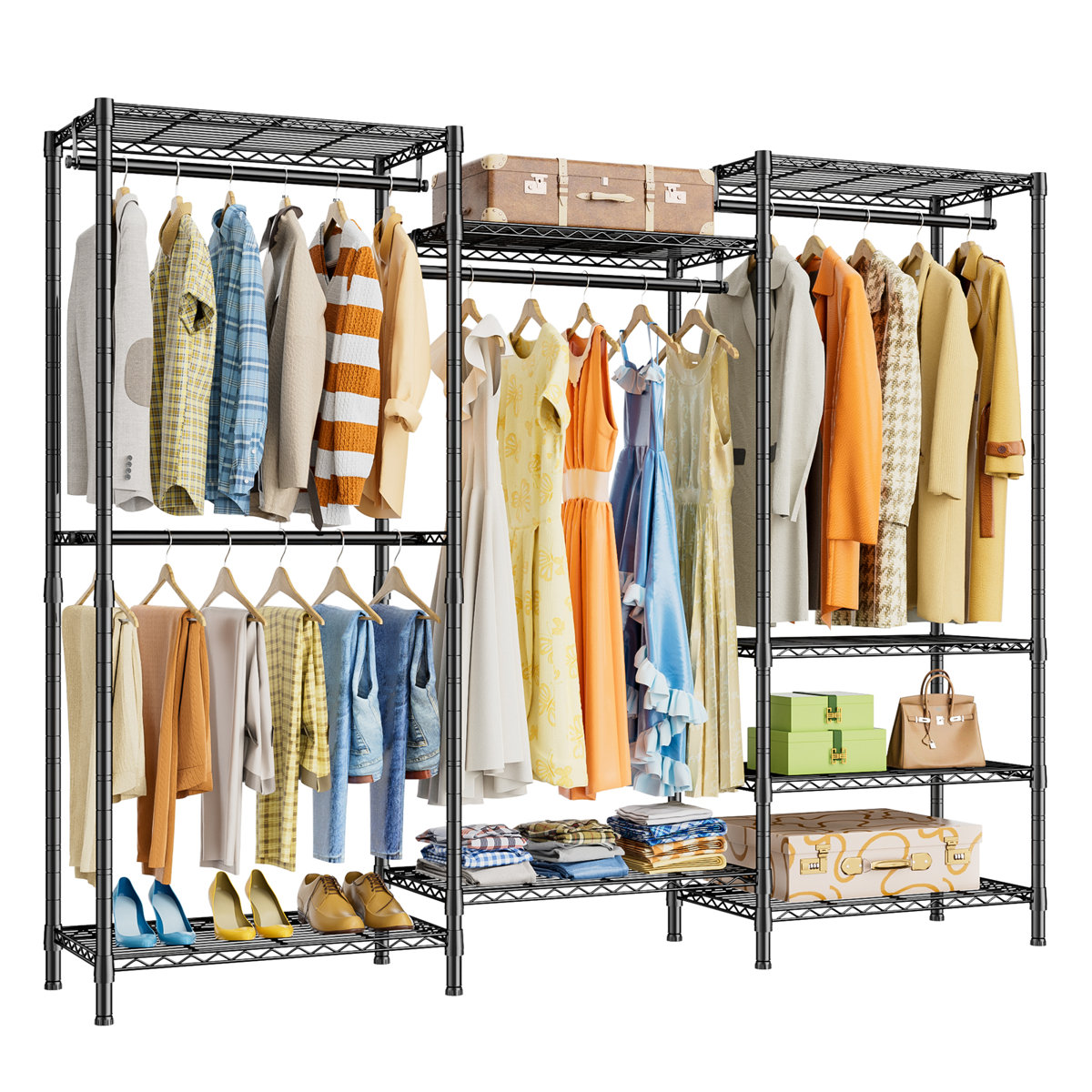 Rebrilliant Napalys 76.8" Garment Rack, Clothes Hanging Rack, Metal ...