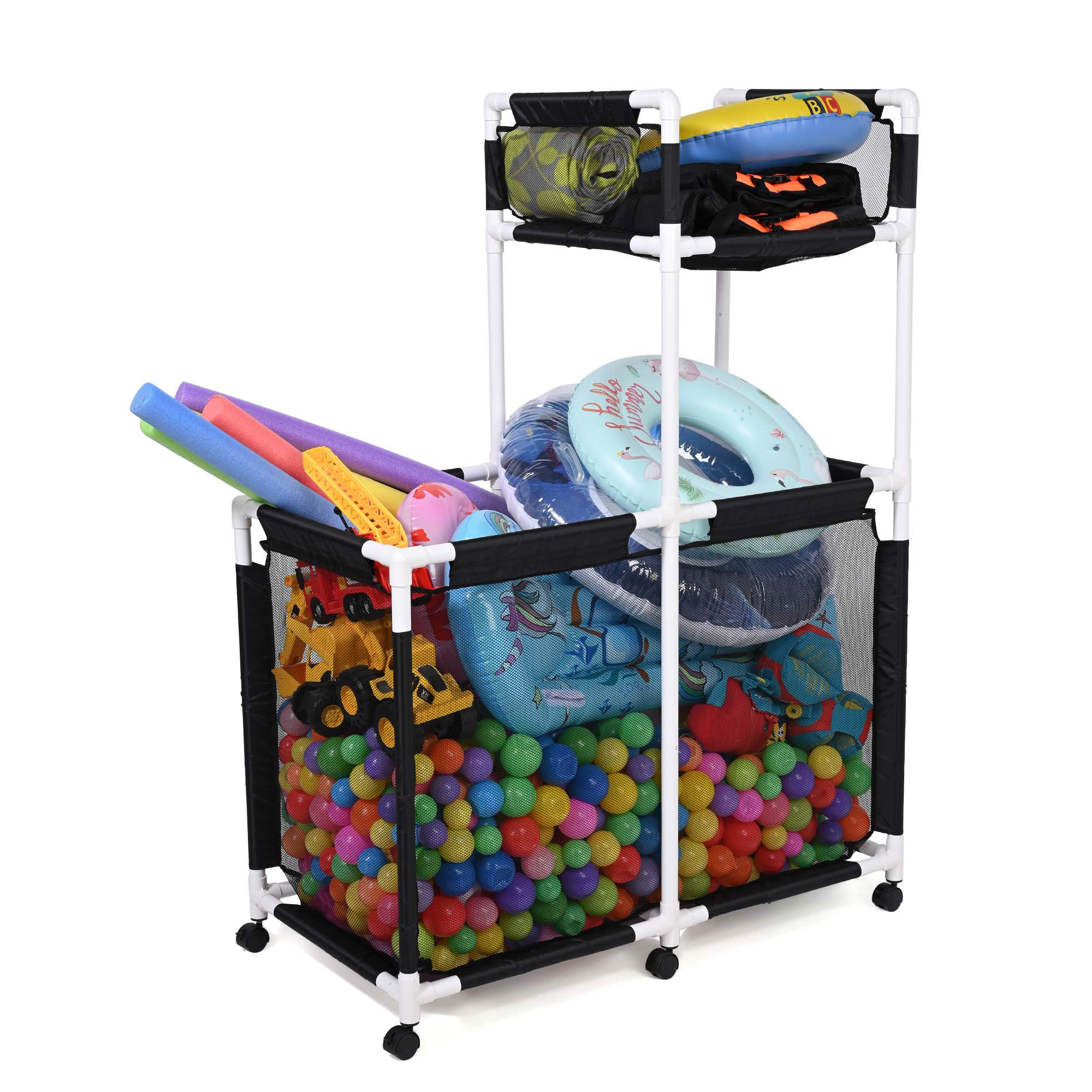 Rebrilliant Extra Large Mesh Pool Storage Bin Noodles Holder Toys ...