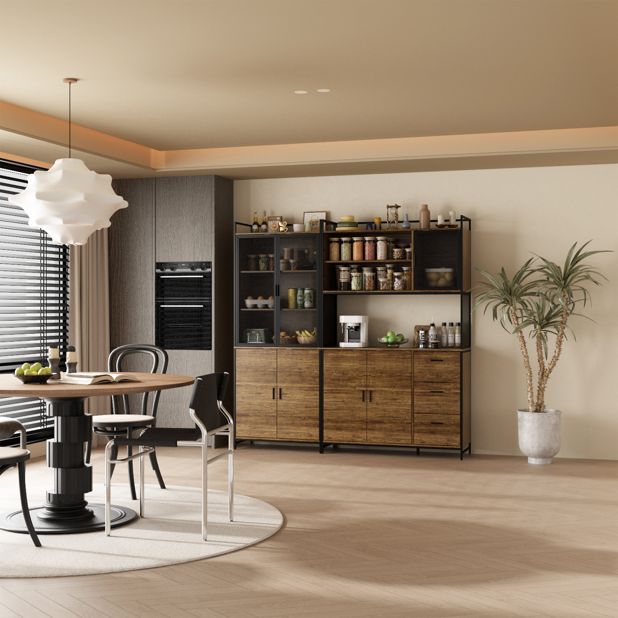 17 Stories Rustic Pantry Cabinet With Ample Storage, Adjustable Shelves ...