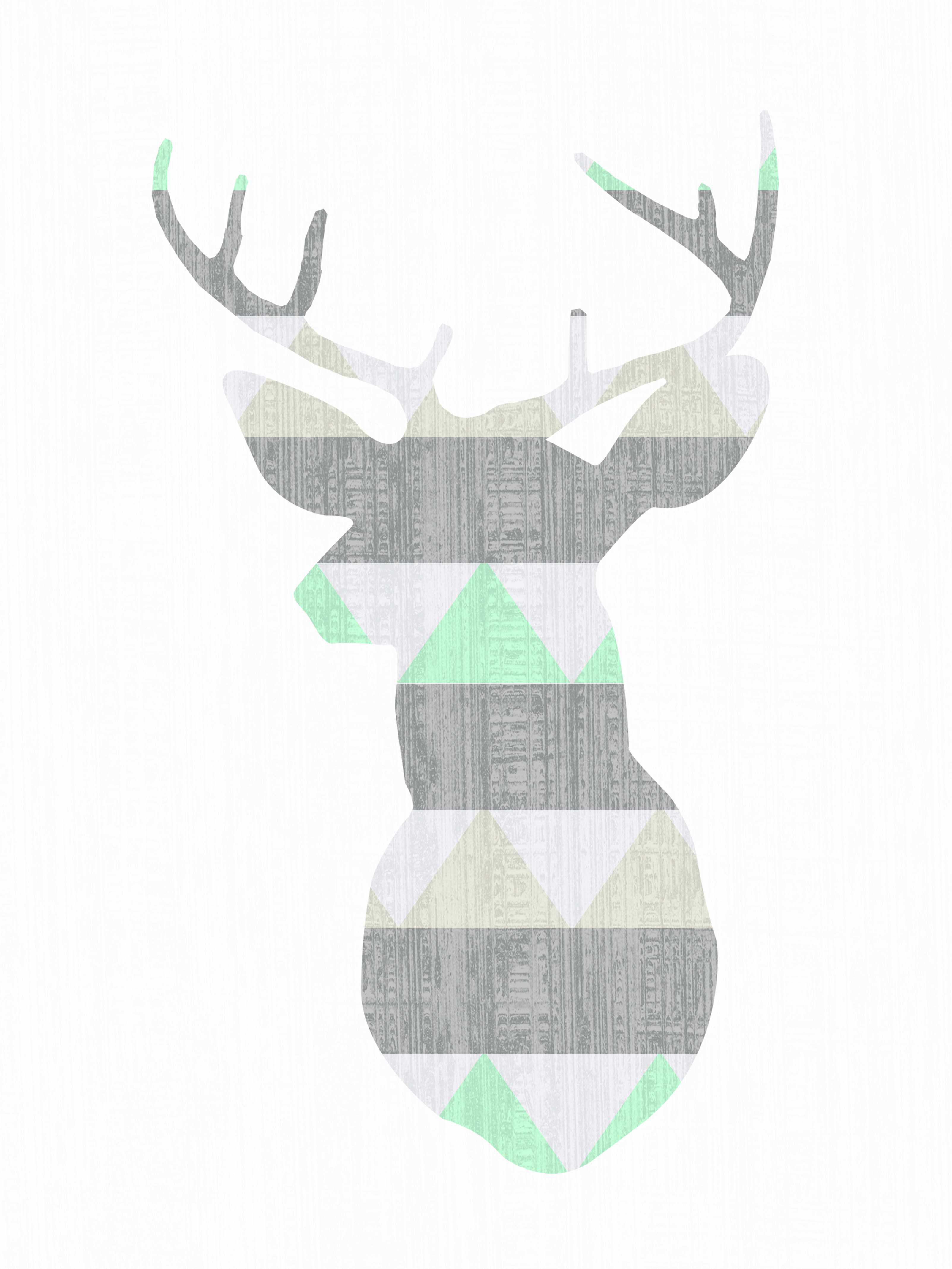 Millwood Pines Tribal Deer Head Blue - Wrapped Canvas Print | Wayfair