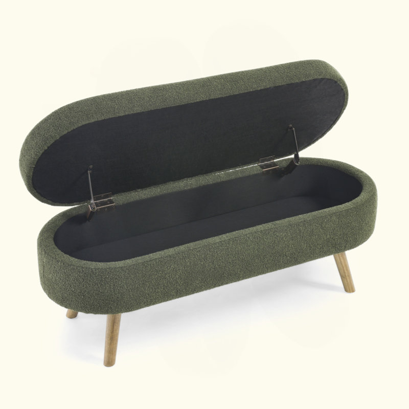 Corrigan Studio® Ottoman Oval Storage Bench,Rubber Wood Legs | Wayfair