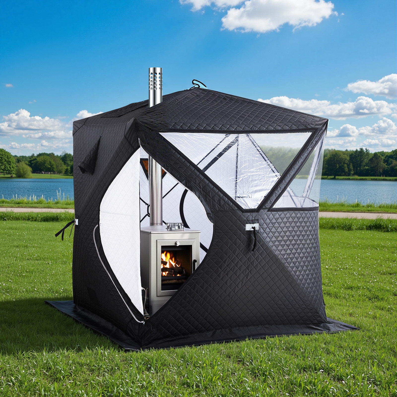 VEVOR Outdoor Steam Dry Sauna Tent for 4 Person with Velcro for Camping ...
