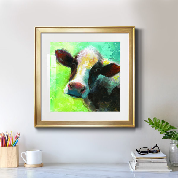 August Grove® Colorful Quirky Cow Framed On Paper Print | Wayfair