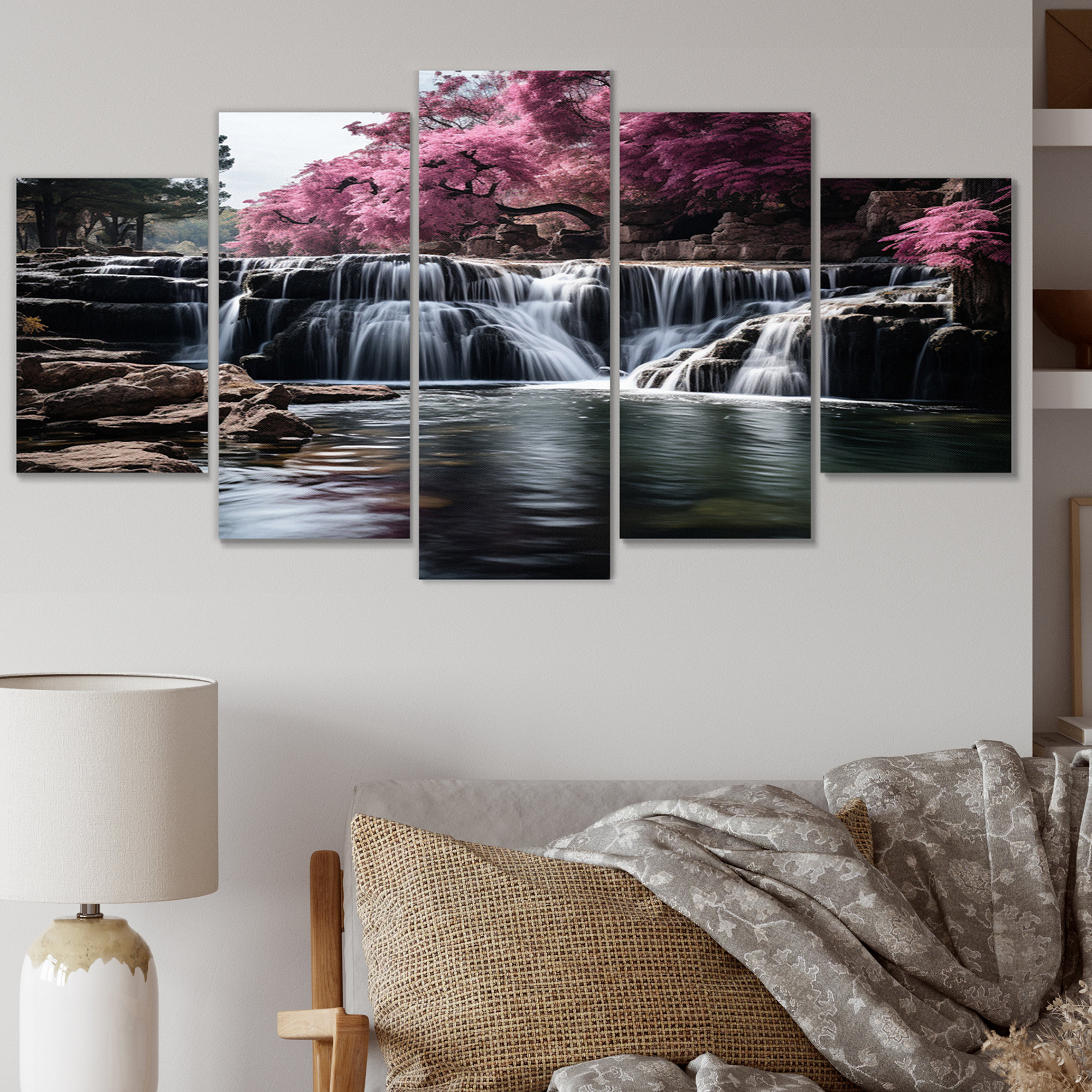 Loon Peak Pink Grey Waterfall Muted Splendor - Landscapes Metal Wall ...