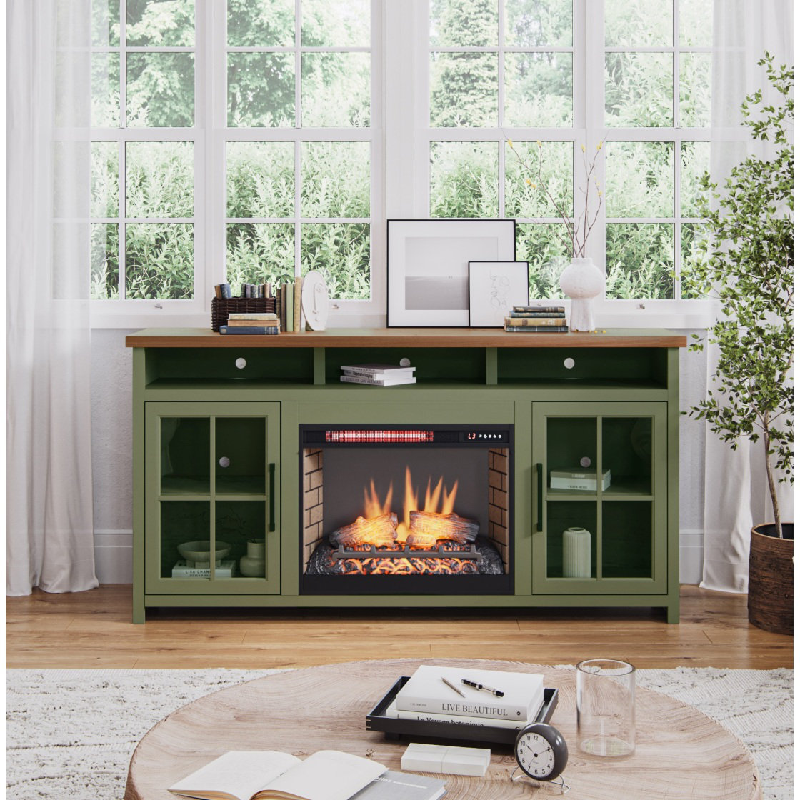 One Allium Way® 74 Inch Fireplace TV Stand Console For Tvs Up To 85 ...
