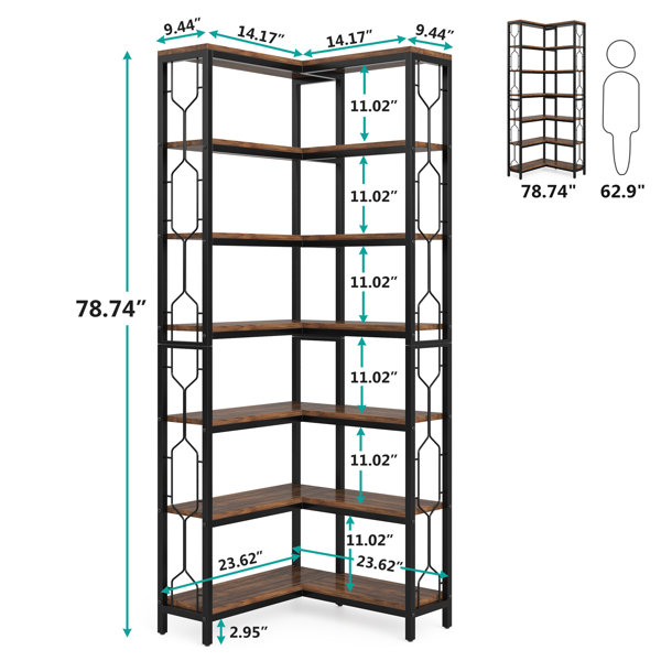 Williston Forge Amyri 200cm H x 60cm W Steel Corner Bookcase & Reviews ...