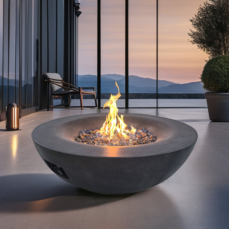 Latitude Run® Outdoor Concrete Propane gas Fire Pit bowl - Wayfair Canada
