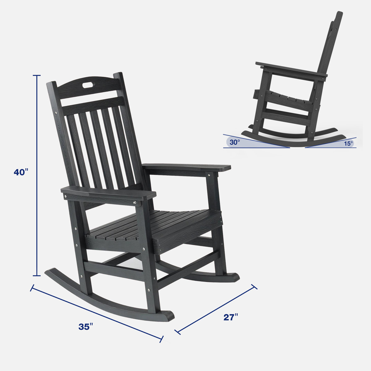 Winston Porter Outdoor Rocking Chair,Oversized Modern Rocking Chair ...