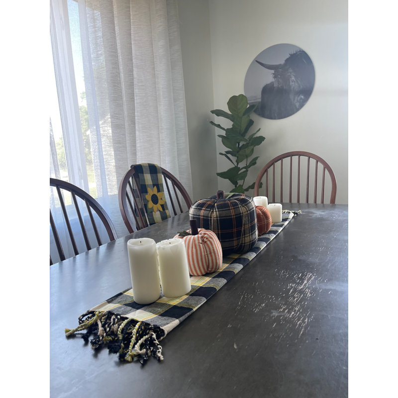 Gracie Oaks Sunflower Buffalo Check Table Square | Wayfair