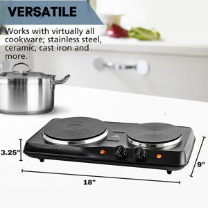OVENTE Electric Double Cast Iron Burner | Wayfair