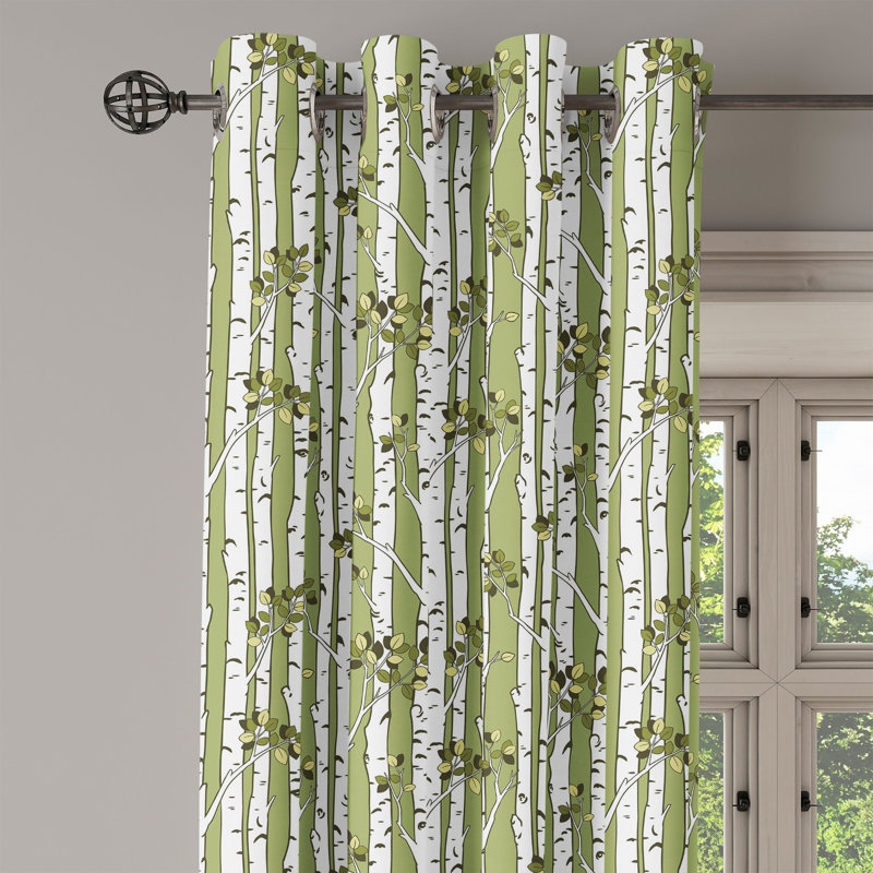Dakota Fields Forest Grommet Curtain Long Exotic Trees Asia Vibes 50" x ...