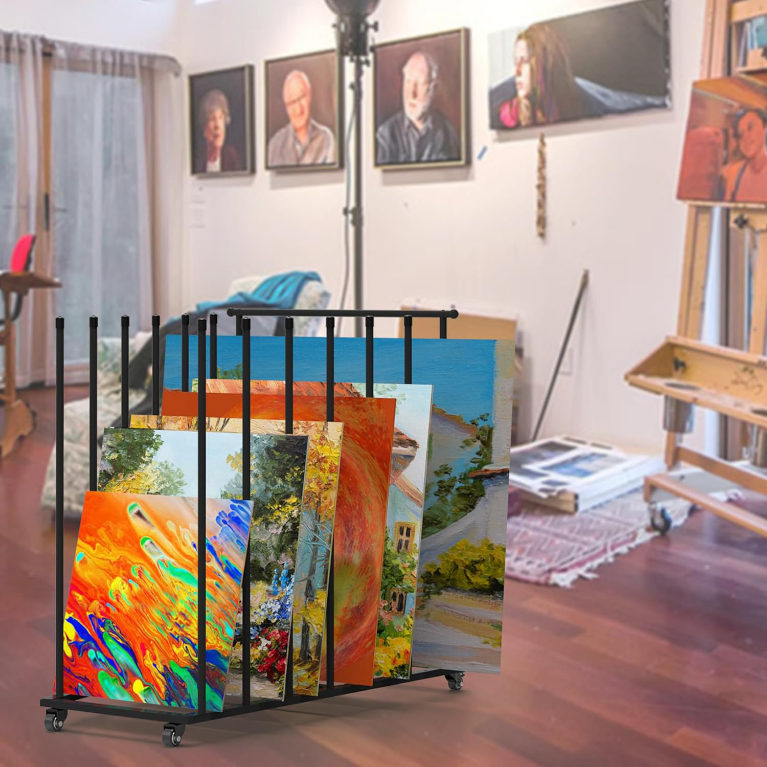 Rebrilliant Art Print Display Rack,Art Storage Rack With Caster Wheels ...