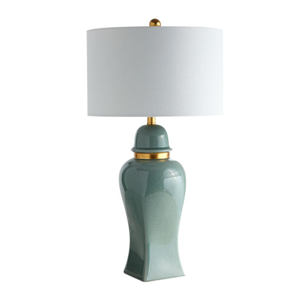 Couture, Inc. Jade Table Lamp with Linen Lamp Shade, Green | Perigold
