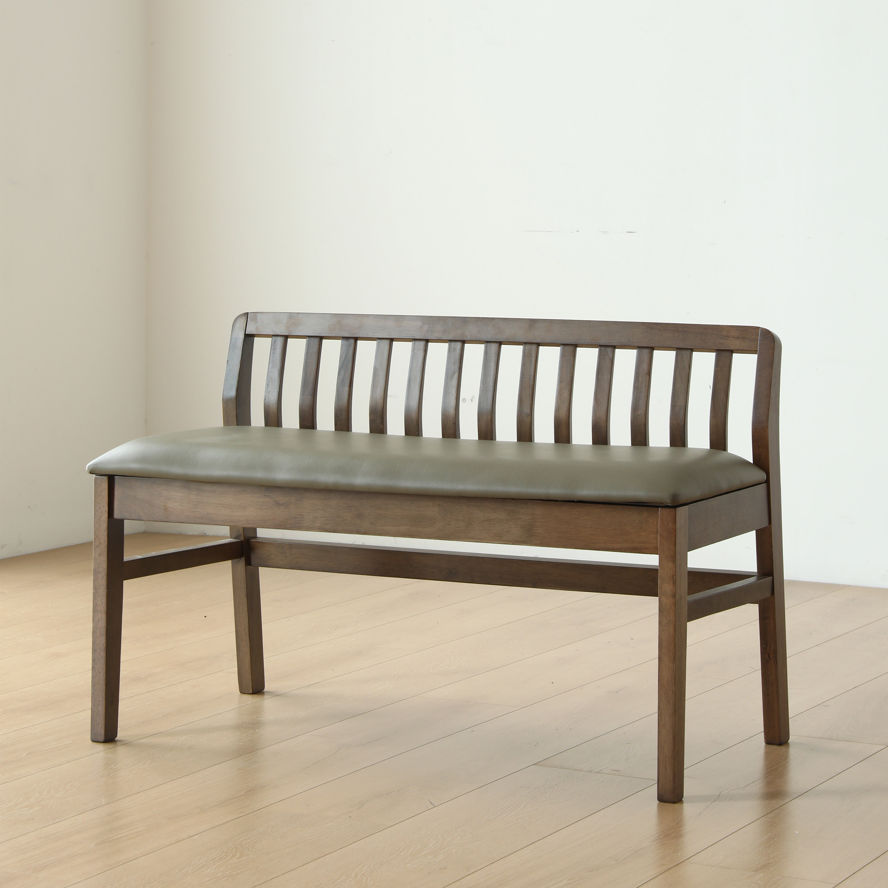 Winston Porter Mid-Century Modern Slat Back Solid Wood Dining Bench ...