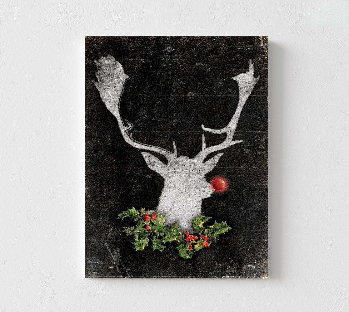 WeFrameArt Reindeer Wall Art Rudolph Red Nose Christmas Chalkboard ...