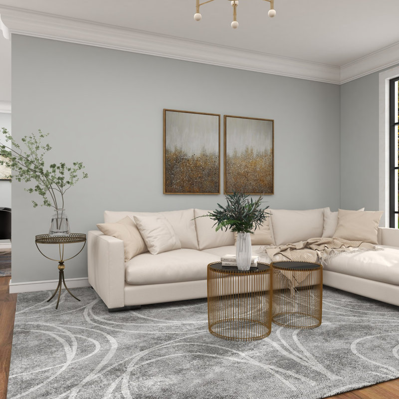 Mercer41 Kirtin Metal Side End Gold Accent Table with Shaded Glass Top ...