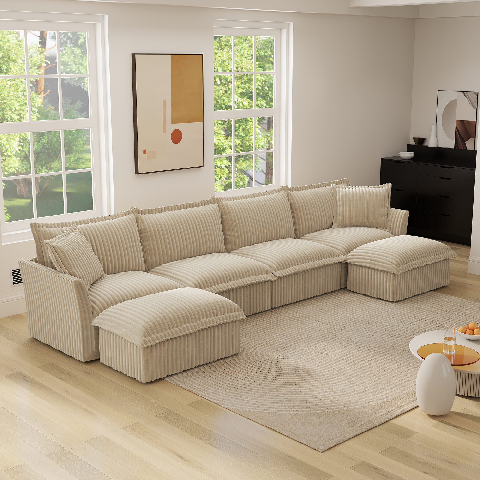 Hokku Designs Slipcovered U Shape Sectional Wide and Deep Seat Sofa ...