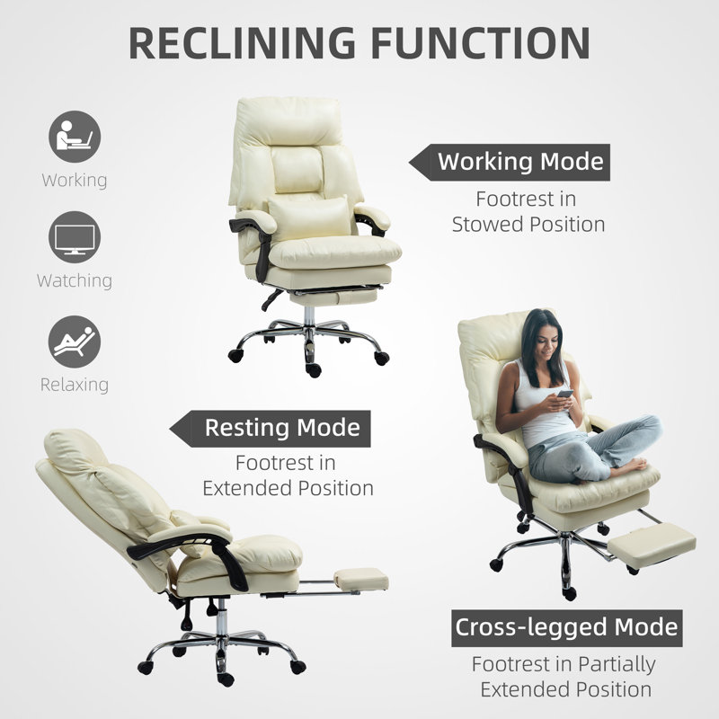 Red Barrel Studio® Overstuffed PU Leather Executive Office Chair, High ...