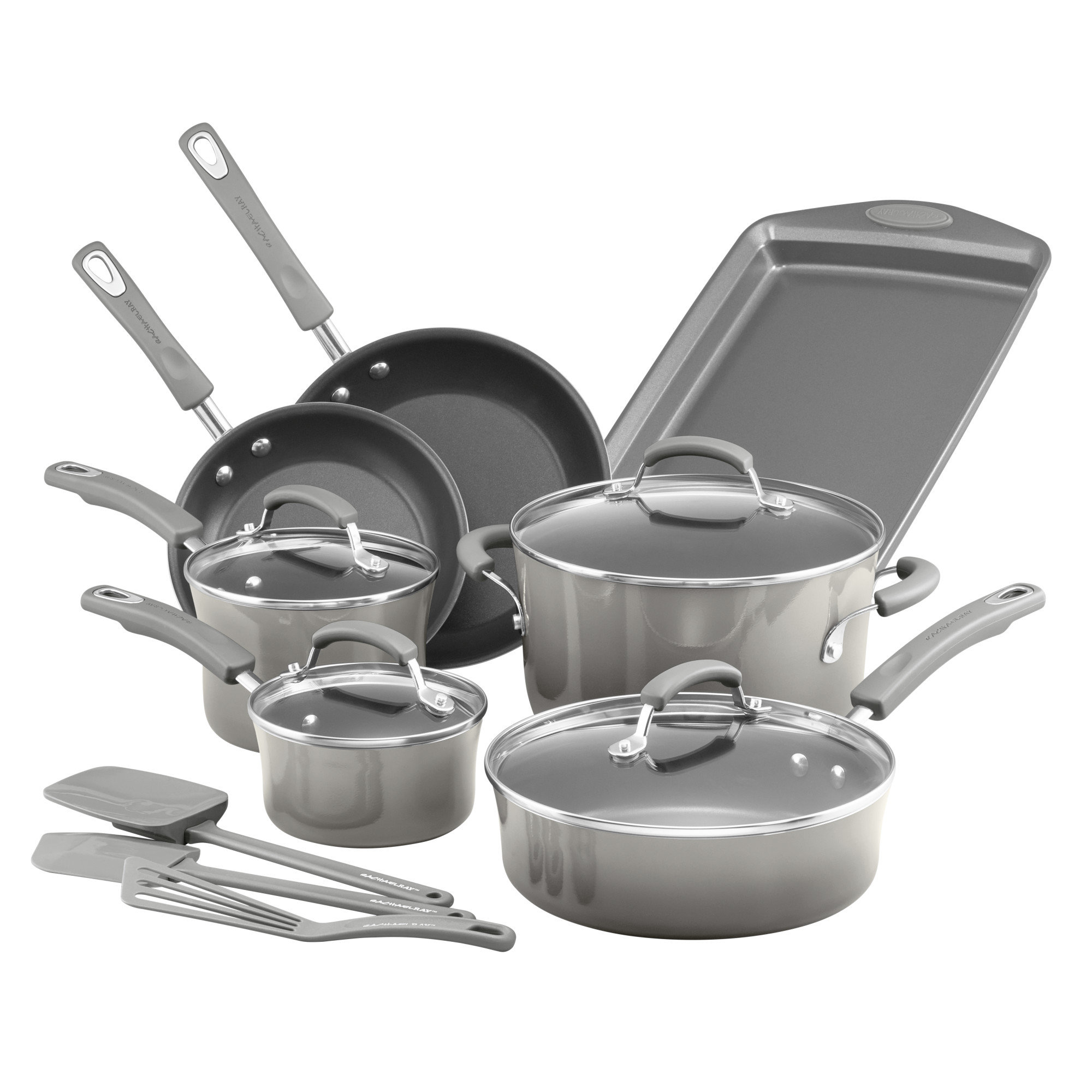 Rachael Ray Classic Brights Porcelain Nonstick Cookware Set, 14-Piece ...