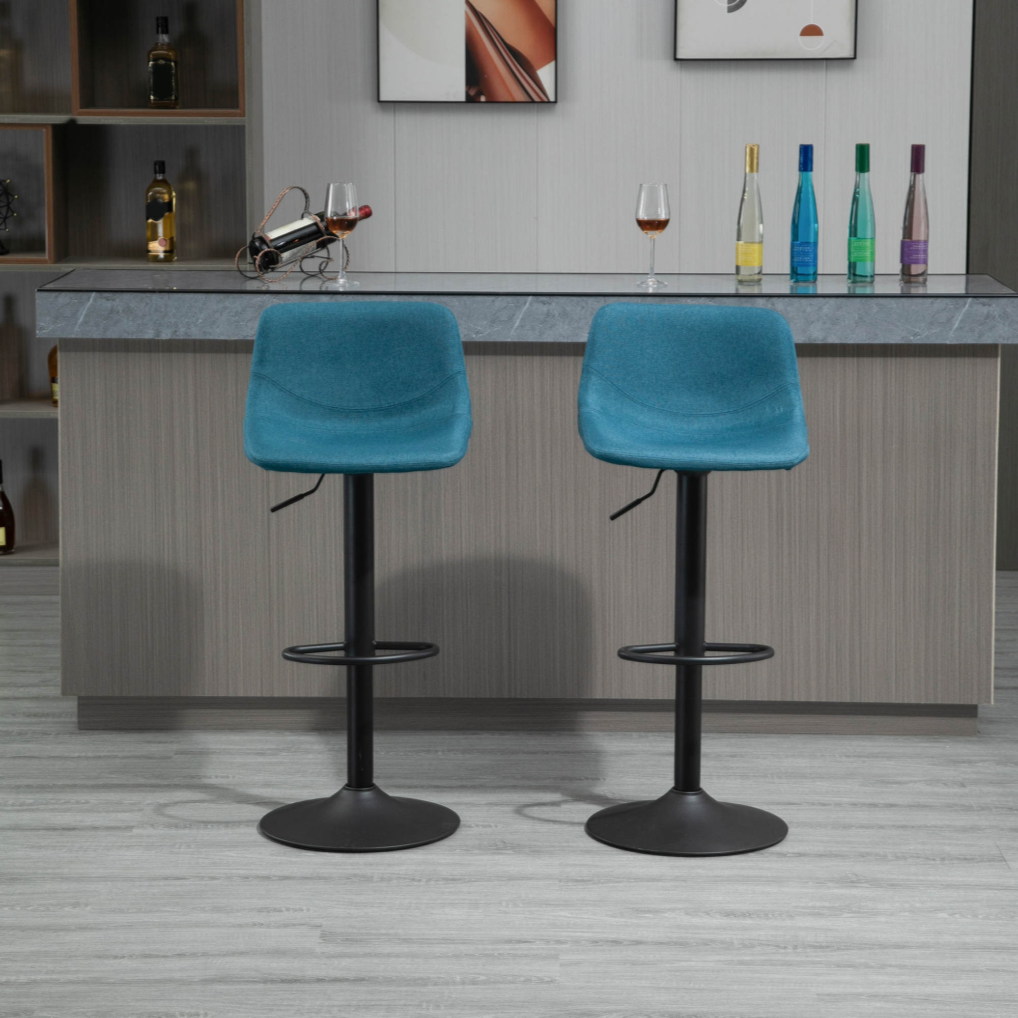 Latitude Run® HOMCOM Adjustable Bar Stools, Swivel Bar Height Chairs ...