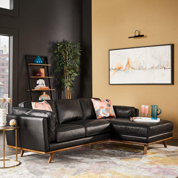 Kingstown Home Ugo 59" Wide Genuine Leather Right Hand Facing Sofa ...