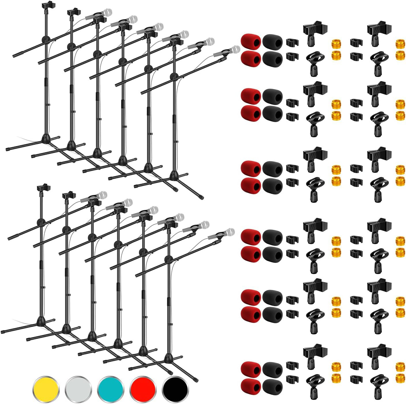 5 CORE Tripod Mic Stand Floor 12Pcs Adjustable 31 to 76 Inches Boom Arm ...