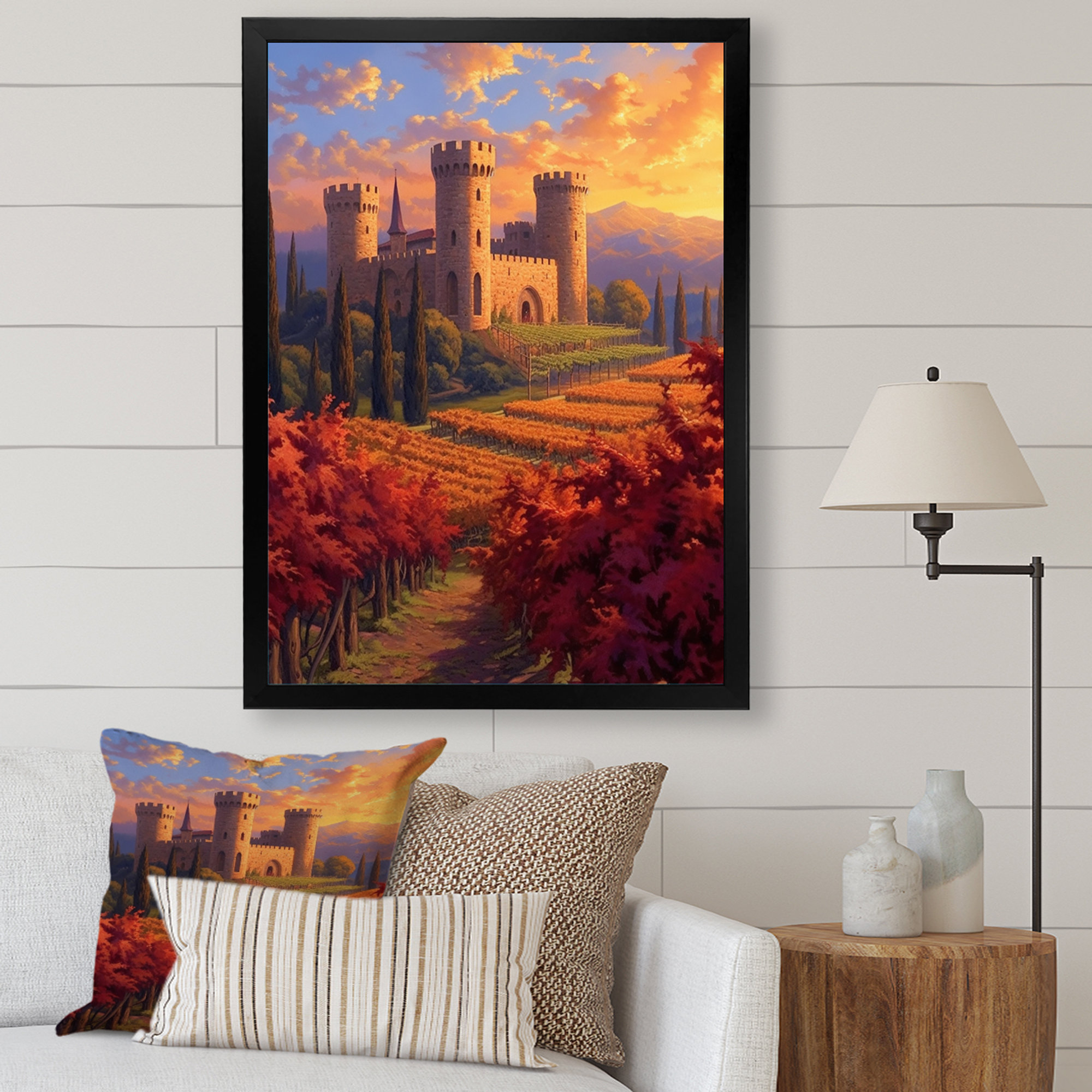 Winston Porter Beautiful Sunset Old Castle Italian Vineyard I - Print ...
