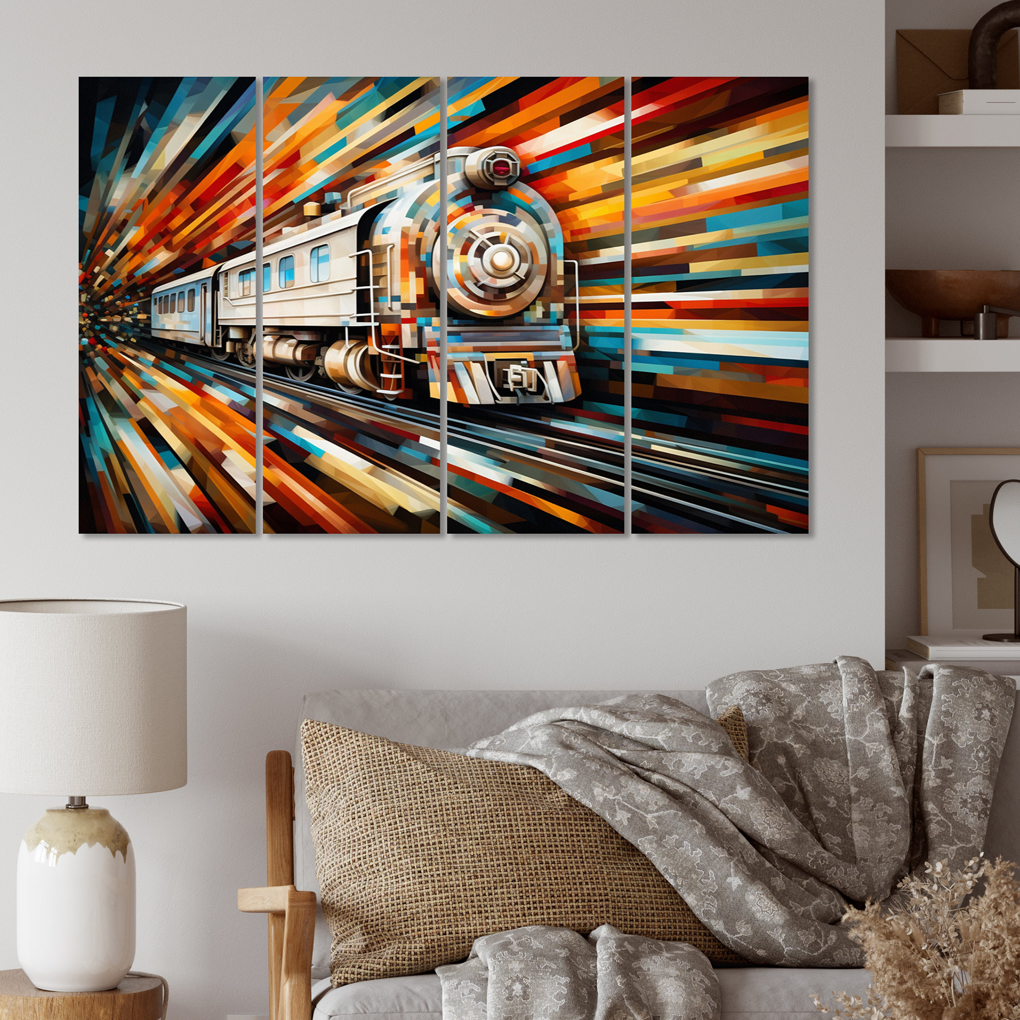 Williston Forge " Abstract Train Geometric Express I " 4 - Pieces | Wayfair