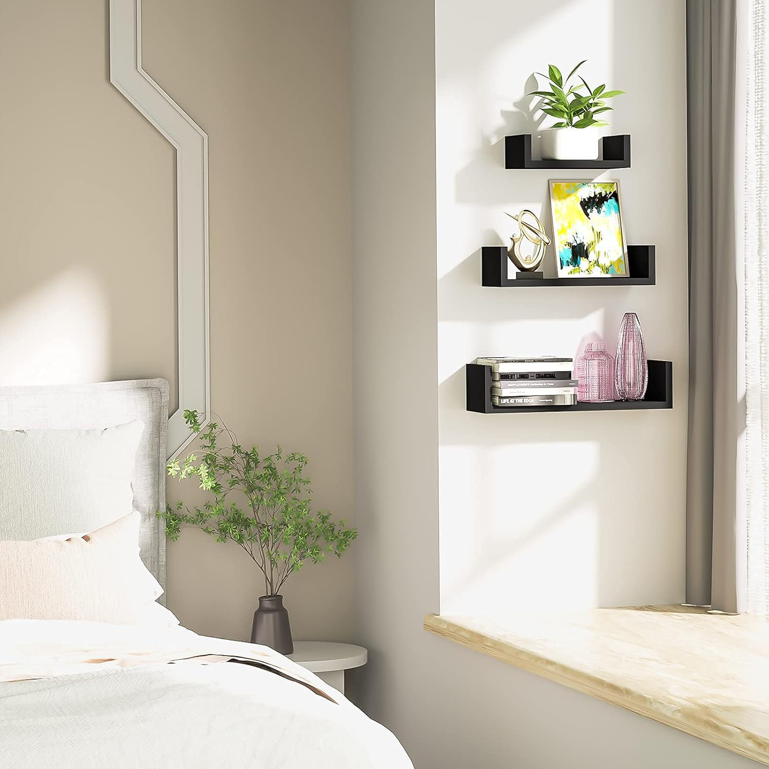 Millwood Pines Floating Shelves Wall Mounted, Solid Wood Wall Shelves ...