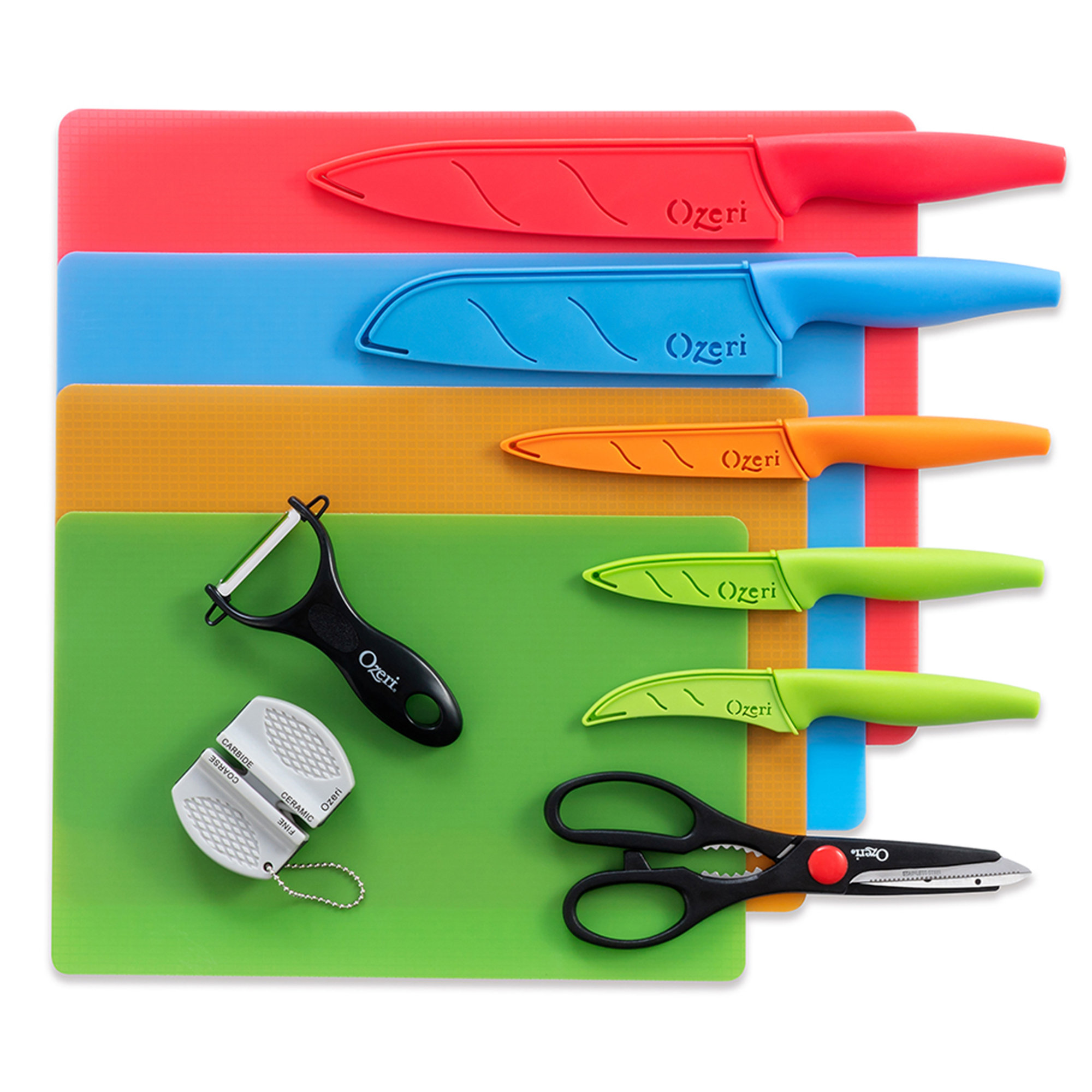 Ozeri Elite Chef 15-Piece Stainless Steel Cutlery, Knife & Cutting Mat ...