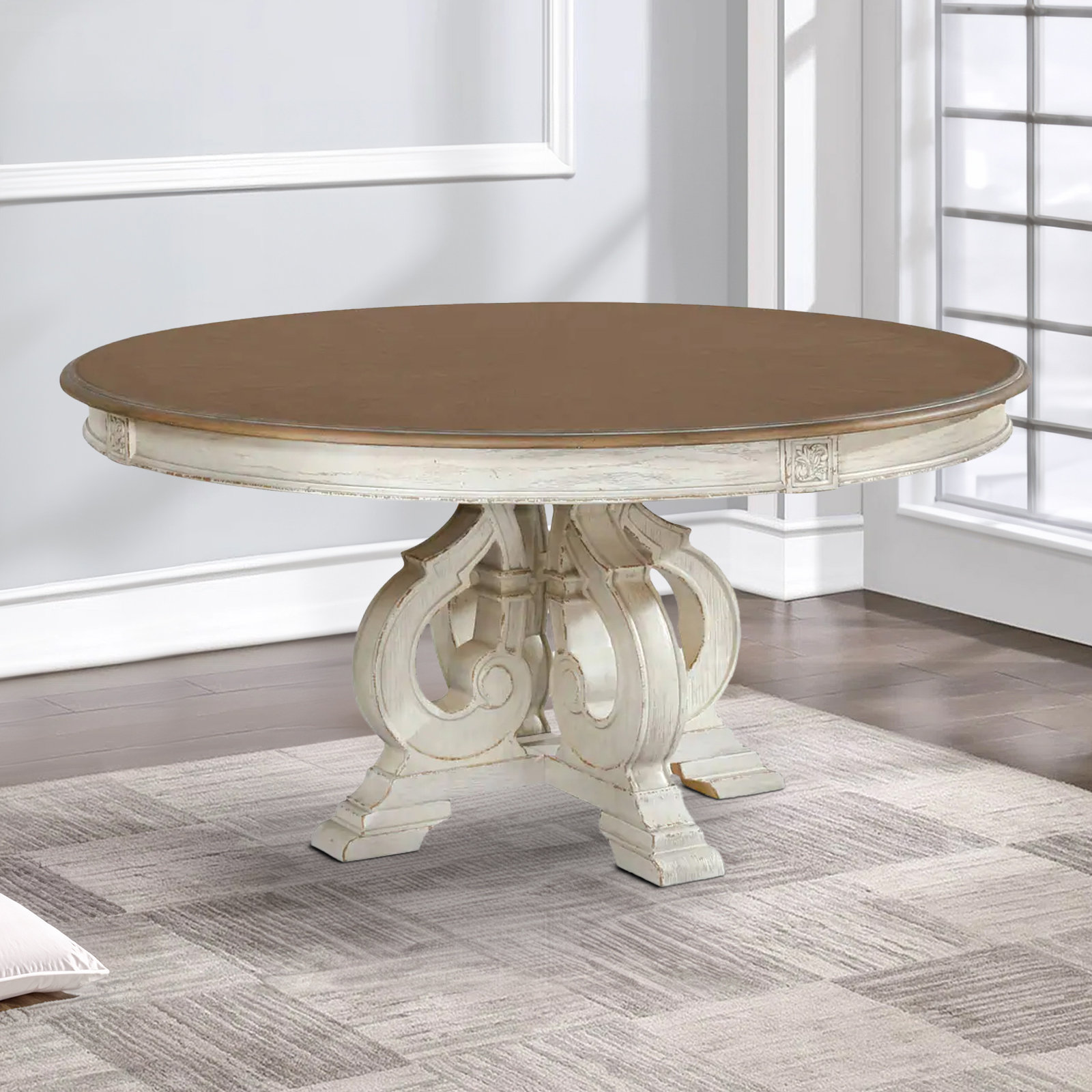 One Allium Way Northmoore 60" Solid Wood Pedestal Dining Table ...