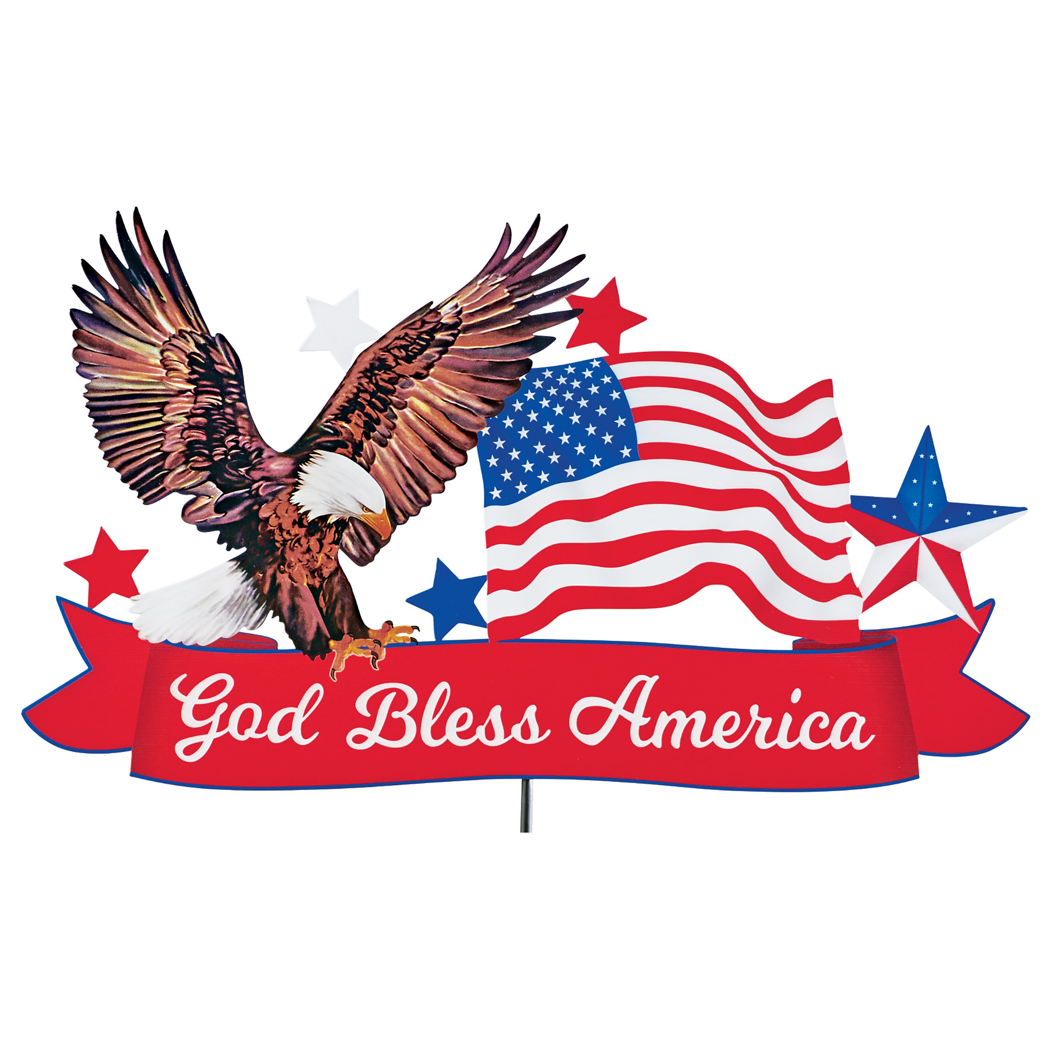 Charlton Home® God Bless America Patriotic Bald Eagle Stake | Wayfair